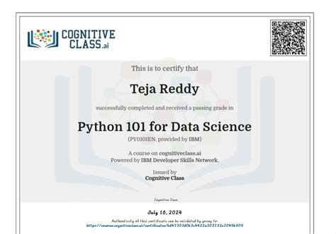Gudigopuram Teja On Linkedin Ibm Cognitiveclass Python Datascience Programming Backend