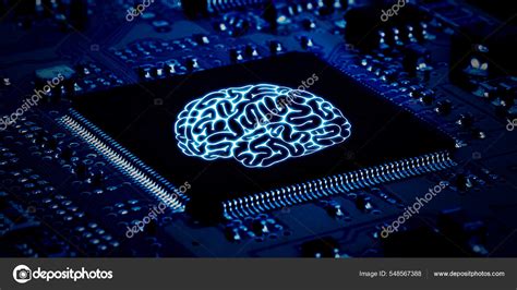 Close Computer Processor Brain Symbol Circuit Board Stock Photo Realinemedia