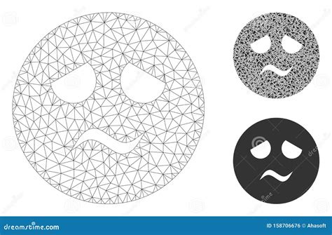 Trouble Smiley Vector Mesh Wire Frame Model And Triangle Mosaic Icon Stock Vector Illustration
