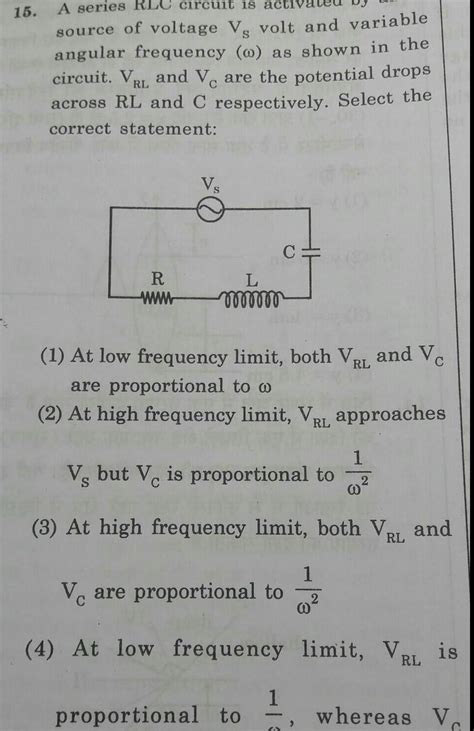 [answered] 15 a series rlc circuit is activa s source of voltage vs