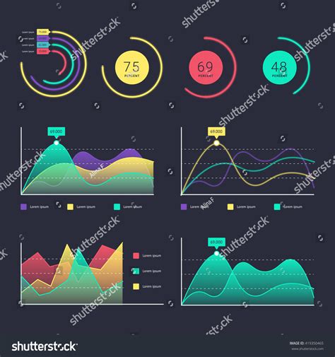 flat dashboard set ui web infographic stock vector royalty free 419350465 shutterstock