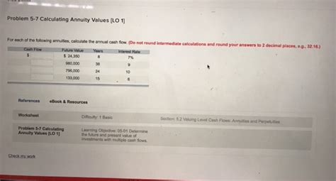 Solved Problem 5 7 Calculating Annuity Values LO 1 For Chegg Com