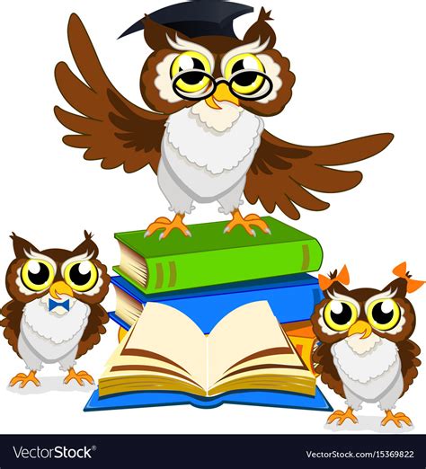 Cheerful School Owl Royalty Free Vector Image Vectorstock