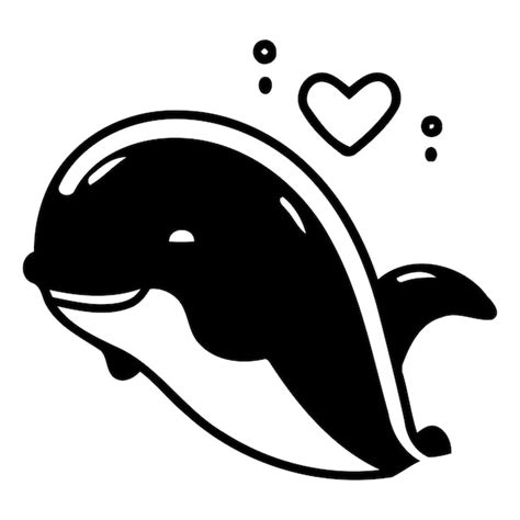 Premium Vector Cute Cartoon Killer Whale With Heart In Water Vector