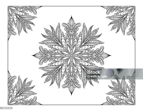 손으로 그린 만다라 프레임 흰색 배경에 격리 된 문자 크기 벡터 그림입니다 민족 동양 스타일의 장식 장식 색칠 공부 책 페이지 0명에 대한 스톡 벡터 아트 및 기타 이미지