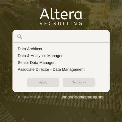 Datacareers Datajobs Datarecruitment Datatalent Dataprofessionals… Altera Consulting