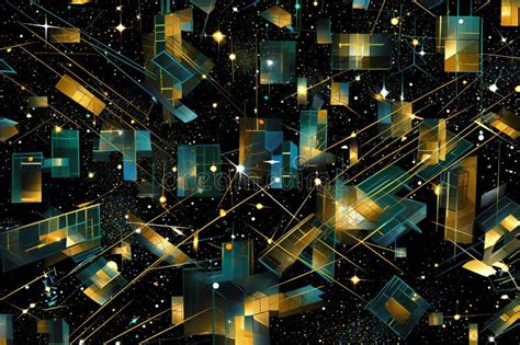 Abstract Technology Background With Glowing Lines And Bokeh Stock