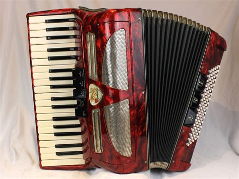 5909 Red Lignatone Piano Accordion LMM 37 80