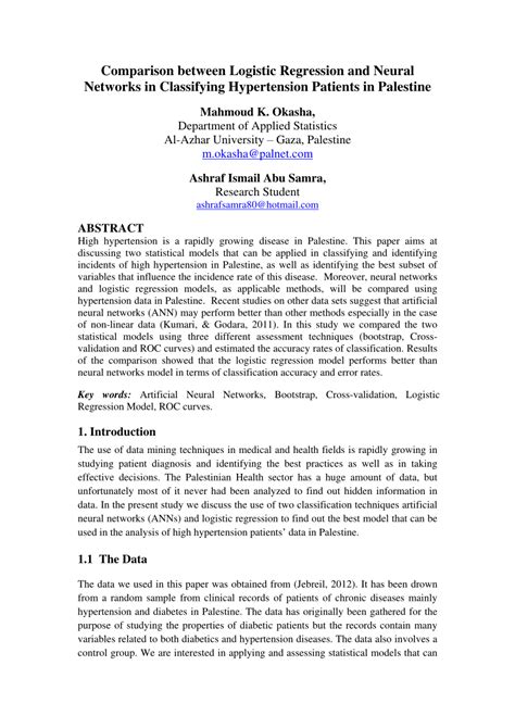 Pdf Comparison Between Logistic Regression And Neural Networks In