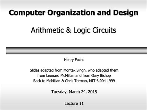 Ppt Computer Organization And Design Arithmetic And Logic Circuits