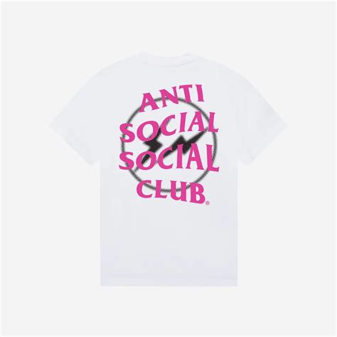안티 소셜 소셜 클럽 X 프라그먼트 디자인 하프 톤 로고 티셔츠 화이트 핑크 Anti Social Social Club Kream