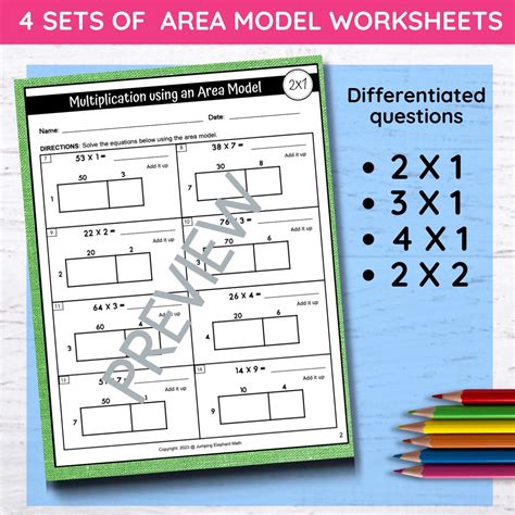 Area Model Multiplication Worksheets 2x1 3x1 4x1 And 2x2 Digits Worksheets Library