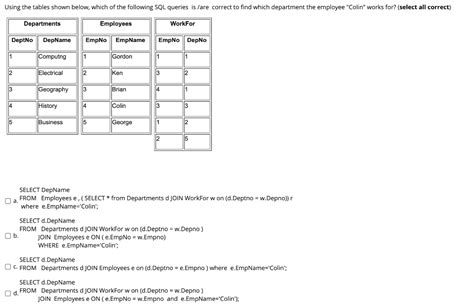 Solved Using The Tables Shown Below Which Of The Following