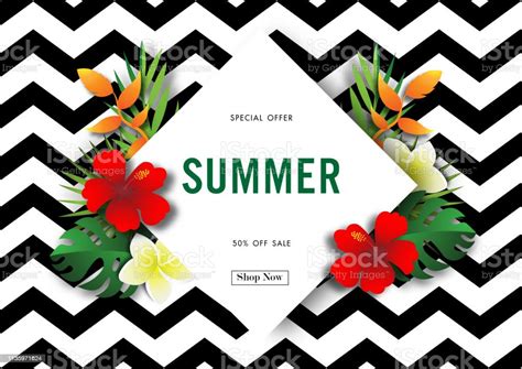 열 대 벡터 일러스트 레이 션 템플릿 배너 벽지 초대장 포스터 브로셔 바우처 할인의 종이 예술과 여름 판매 배경 개성 개념에 대한 스톡 벡터 아트 및 기타 이미지 Istock