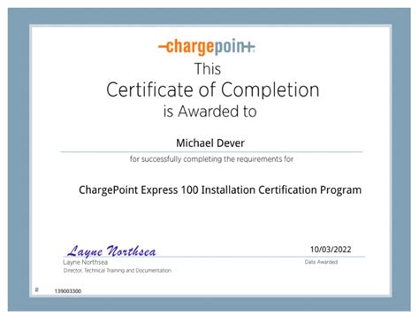 Chargepoint Express 100 Installation Certificate Pdf