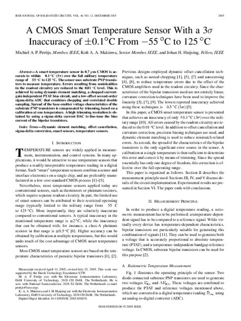 Pdf A Cmos Temperature Sensor With A 3σ Inaccuracy Of Sup Sub 01°c From 55°c To 125°c