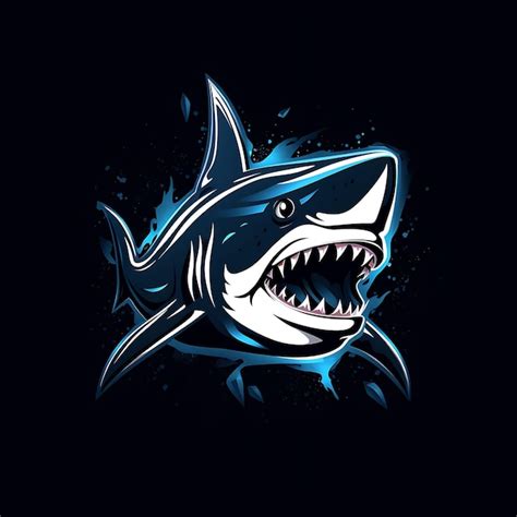 Premium Photo Neon Design Of Shark Logo Fierce With Sharp Teeth And