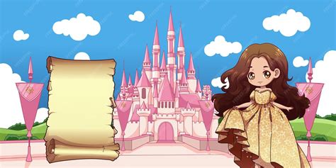 소녀 작은 공주 생일 초대장 프리미엄 벡터