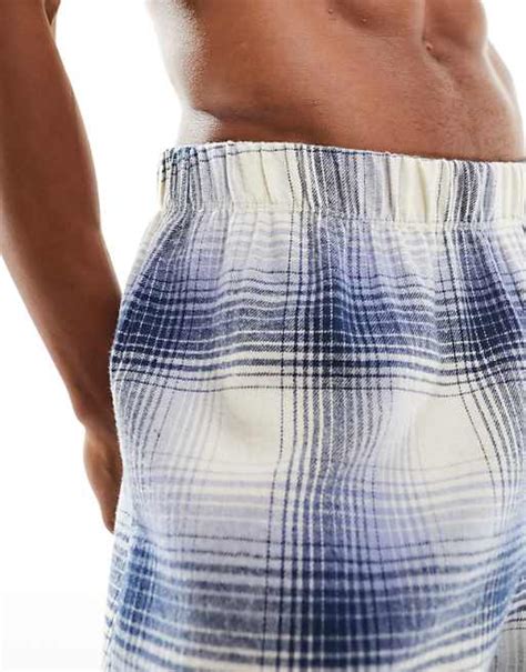 Asos Design Lounge Bottoms In Navy Check Asos