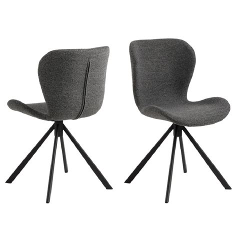 Baldwin Anthracite Fabric Dining Chairs With Black Legs In Pair