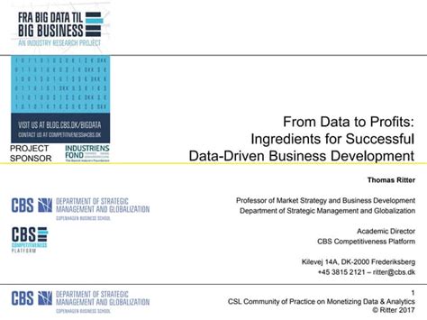 From Data To Profits Ingredients For Successful Data Driven Business Development Pdf