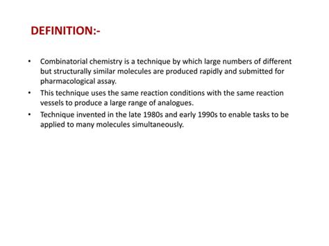 Combinatorial Chemistry In Drug Discovery Pptx Chemistry Science