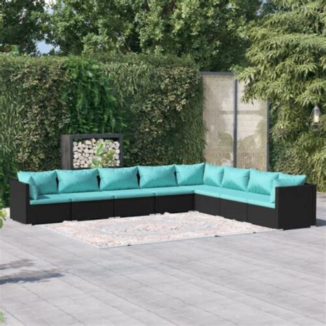 Vidaxl 8 Piece Patio Lounge Set With Cushions Poly Rattan Black 1 Kroger