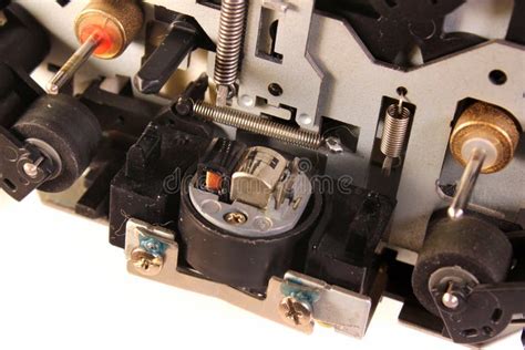 Reversible Magnetic Recording And Erase Heads In Old Audio Cassette Tape Recorder Stock Image