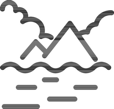 Cloud With Mountain And River Icon In Black Line Art 24328330 Vector