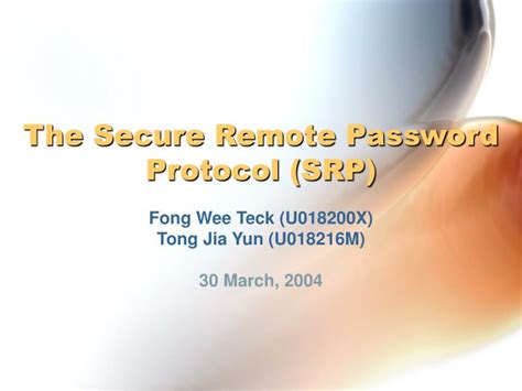 PPT The Secure Remote Password Protocol SRP PowerPoint Presentation
