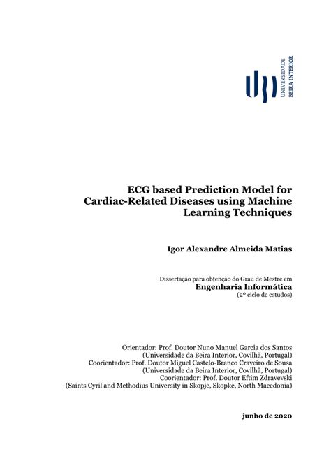 Pdf Ecg Based Prediction Model For Cardiac Related Diseases Using Machine Learning Techniques