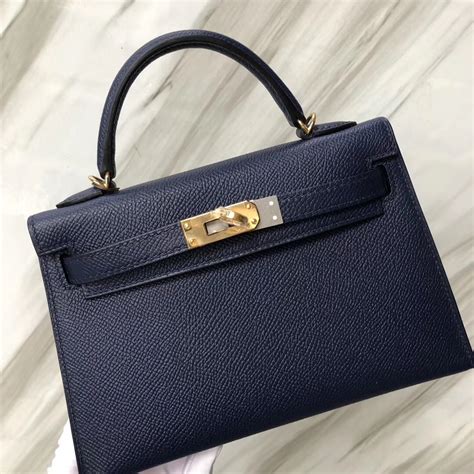 愛馬仕二代mini凱利尺寸 Hermes MiniKelly II CK73寶石藍 Blue sapphire Epsom Qatar
