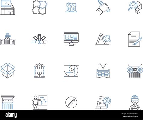 Engineering Outline Icons Collection Engineering Design Construct Create Develop Assemble