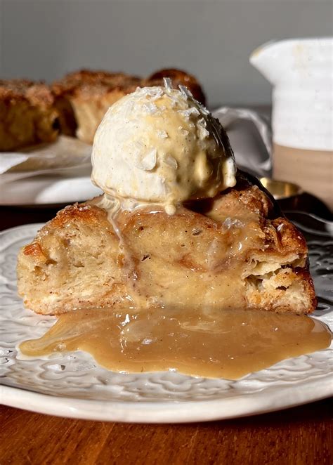 Vanilla Bean Croissant Bread Pudding W Buttered Caramel Rum Sauce
