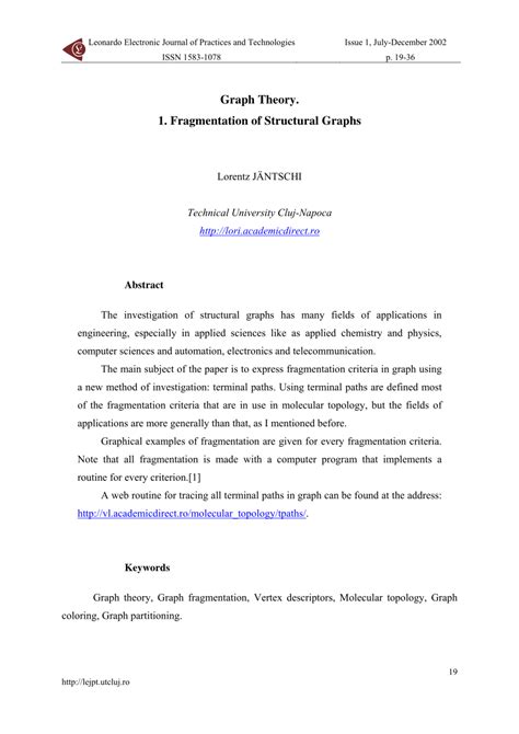 PDF Graph Theory Fragmentation Of Structural Graphs