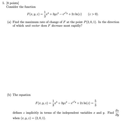 Solved Points Consider The Function F X Y Z Chegg