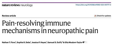 Nat Rev Neurol 综述：系统总结疼痛缓解的神经免疫机制 知乎