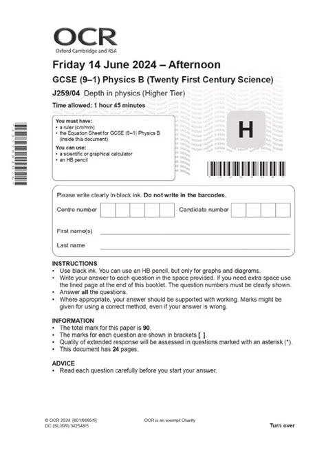 Gcse 9 1 Physics B Twenty First Century Science J259 04 Depth In