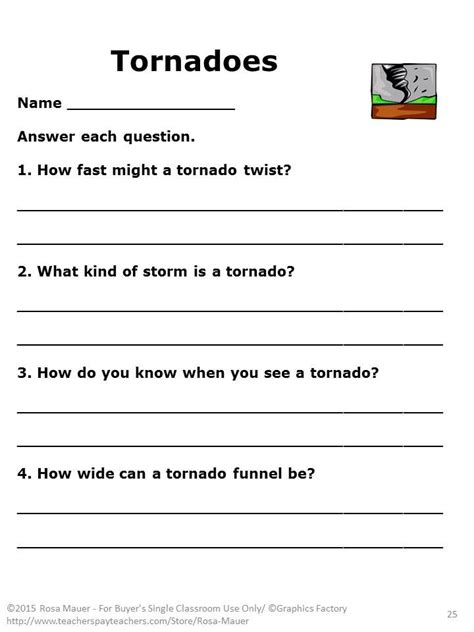 Tornado Worksheets For Elementary