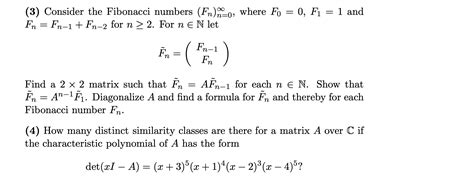 solved 3 consider the fibonacci numbers fn n 0∞ where