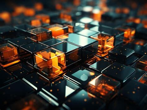 A Cluster Of Illuminated Glass Cubes Creates A Mesmerizing Display Of