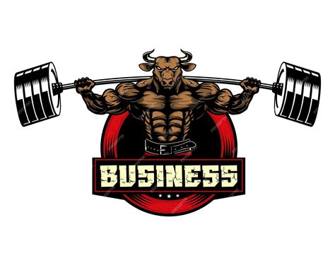 Логотип тренажерного зала с поднятием тяжестей быком Премиум векторы