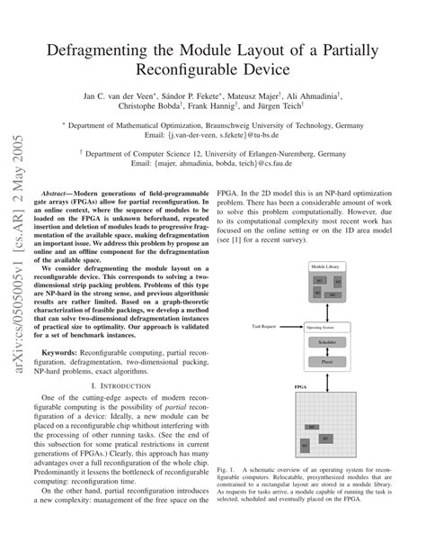 Pdf Defragmenting The Module Layout Of A Partially Reconfigurable Device