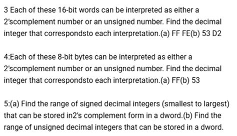 There Are 3 Questions Use A Calculator 3 Each Of These 16 Bit Words Can Be Interpreted As
