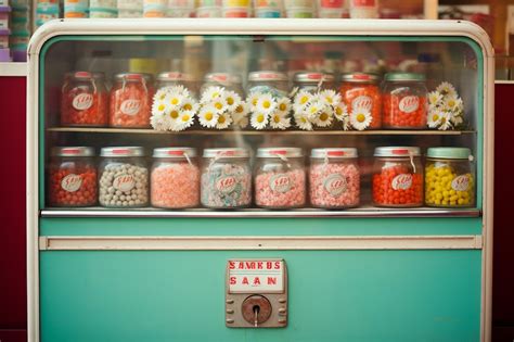 Premium Photo Daisies With A Retro Candy Shop Display
