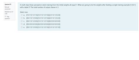 Solved Question A Multi Class Linear Perceptron Starts Chegg