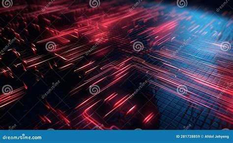 Abstract Technology Background With Circuit Board And Blue Lights Digital Generative Ai Stock