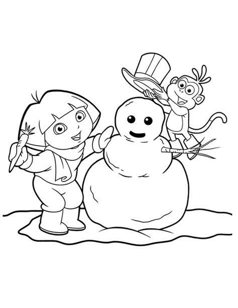 Dora The Snow Coloring Pages Dora The Snow Coloring Pages