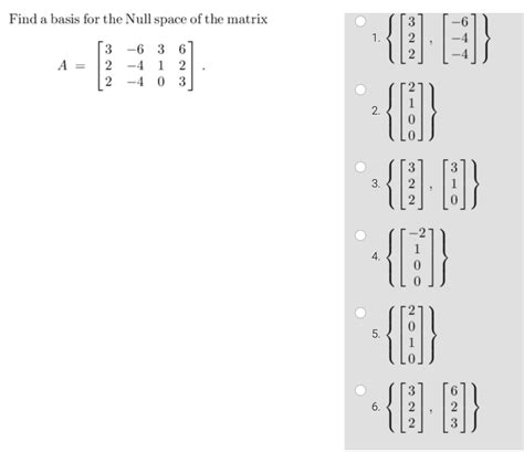 [solved] find a basis for the null space of the matrix a [[