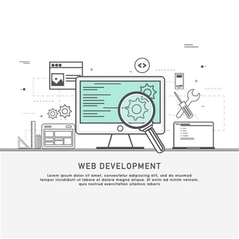 Premium Vector Web Development Background With Blue Detail